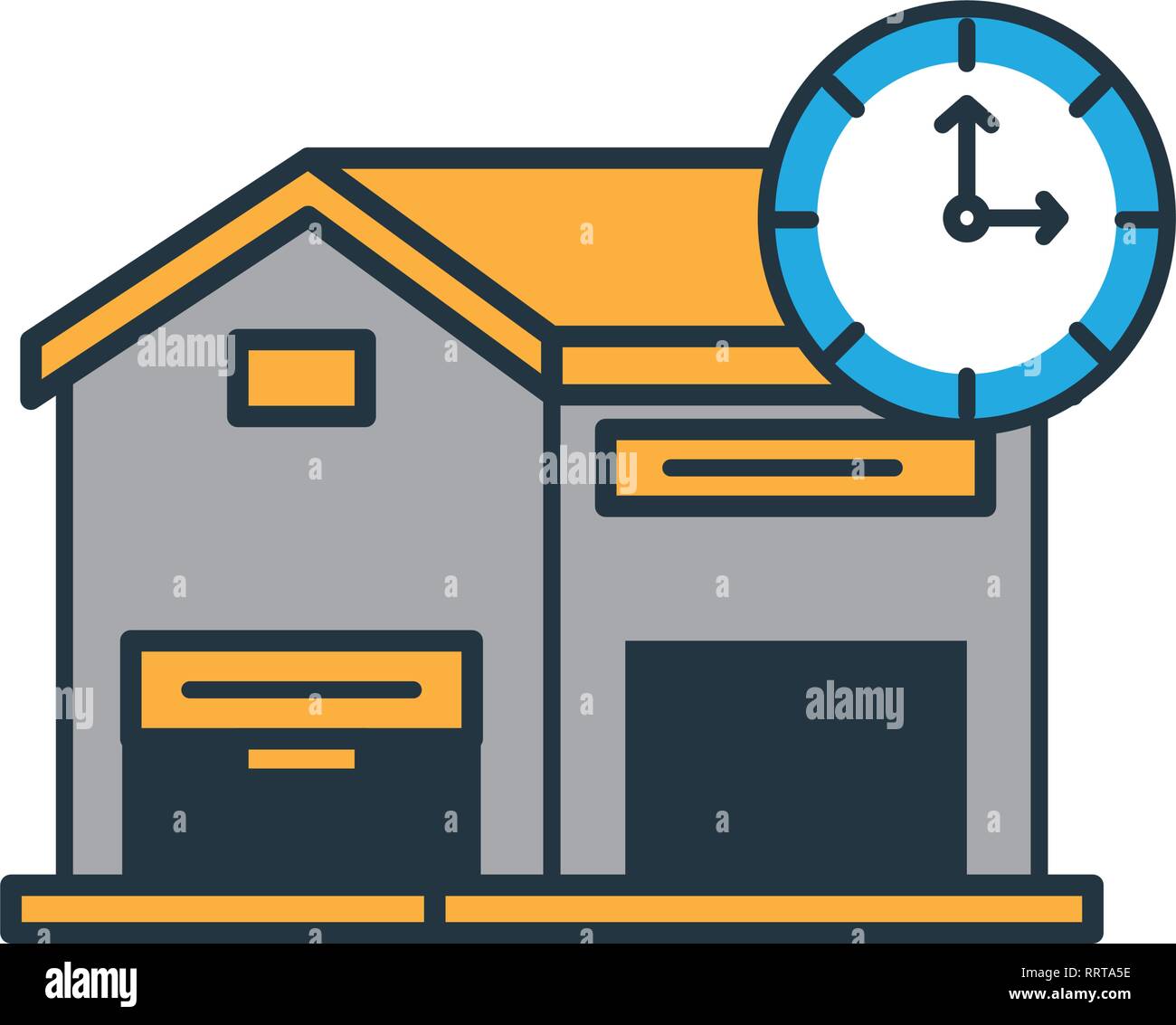 warehouse building with chronometer timer vector illustration design ...