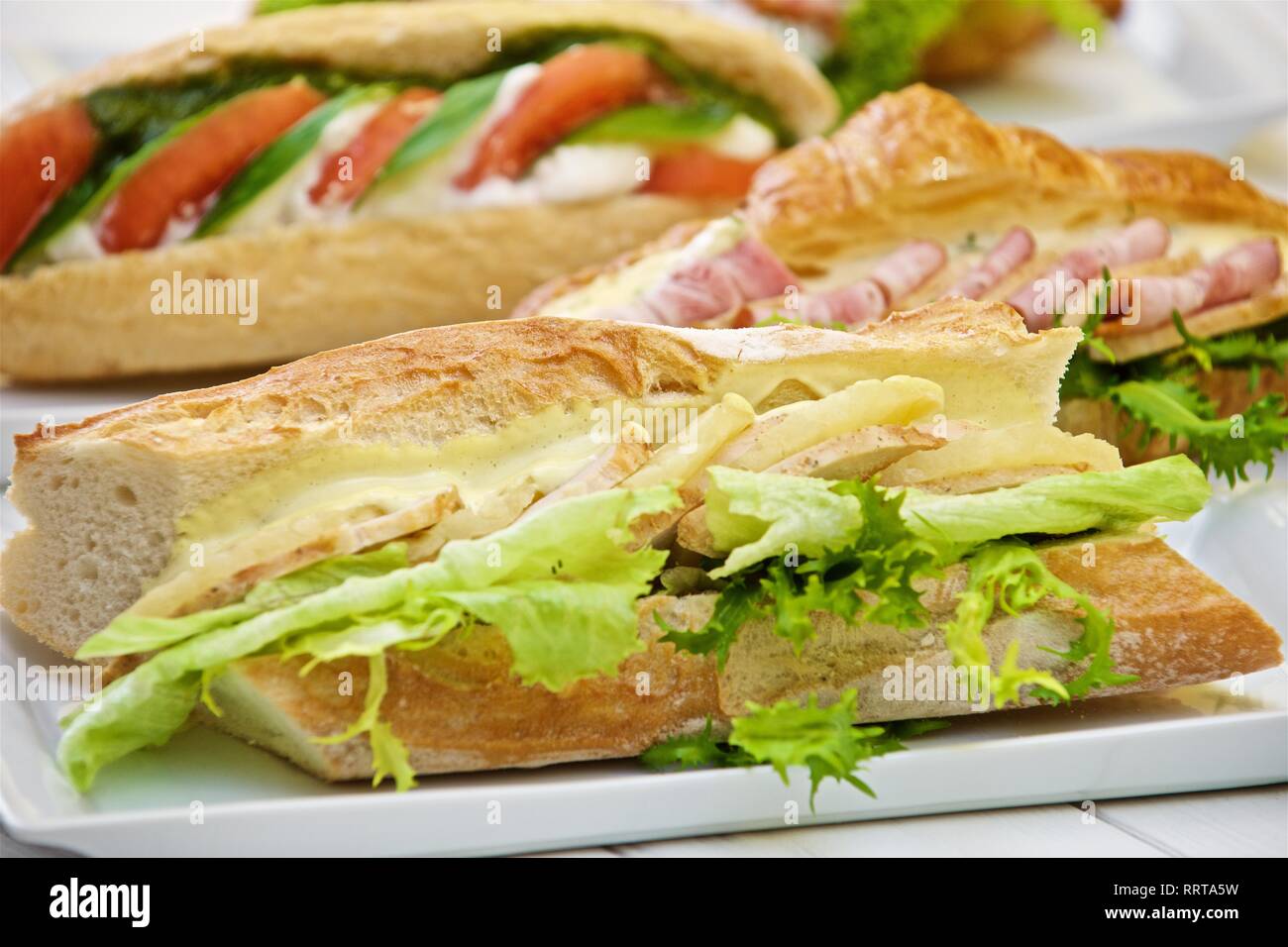 delicious sandwiches with different fillings Stock Photo - Alamy