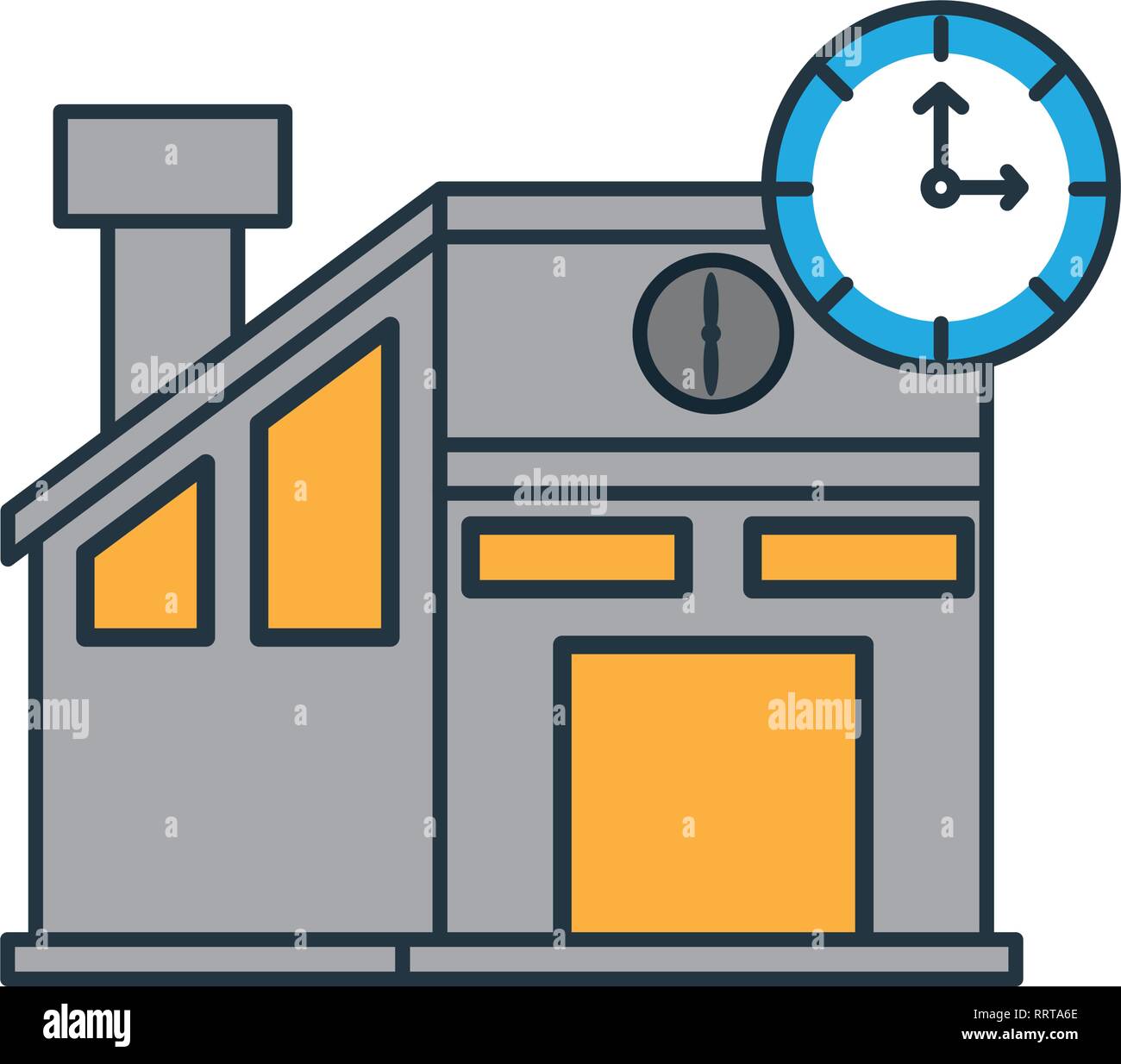 warehouse building with chronometer timer vector illustration design ...
