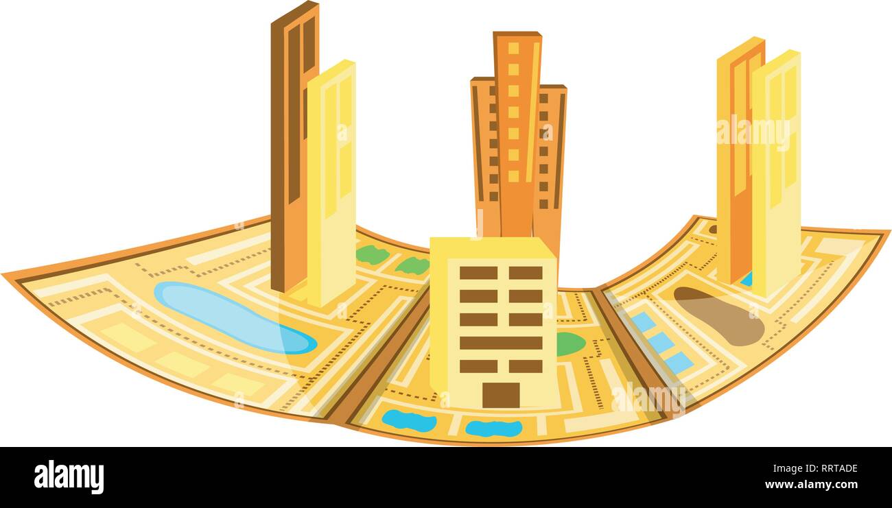paper map guide with cityscape vector illustration design Stock Vector ...