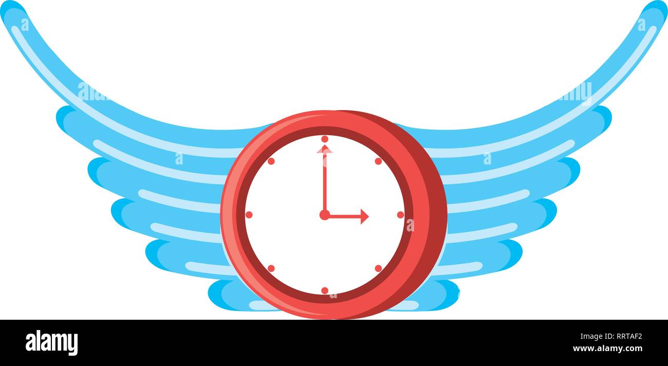 clock time with wings isolated icon vector illustration design Stock ...