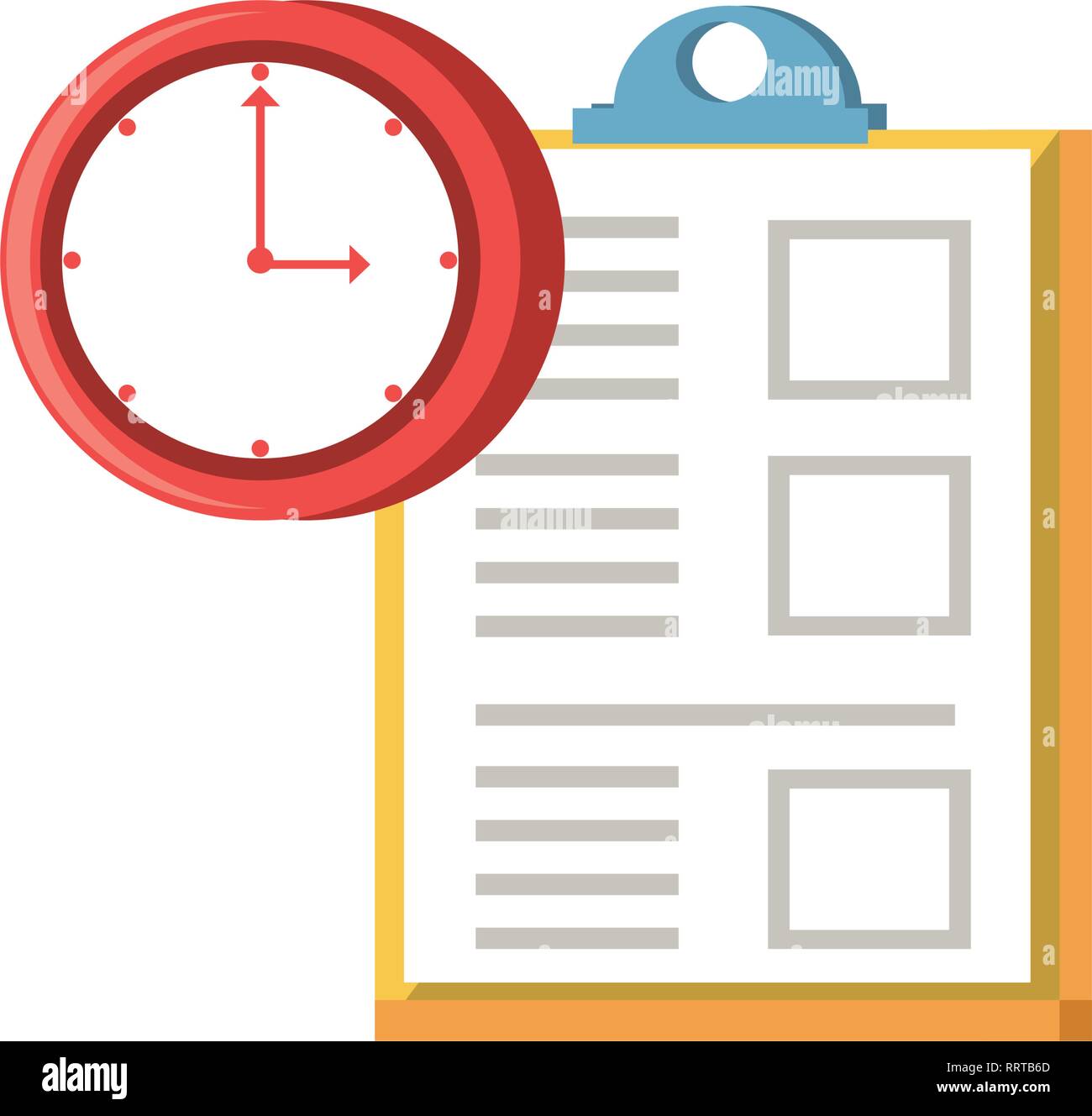clipboard document with clock time vector illustration design Stock ...