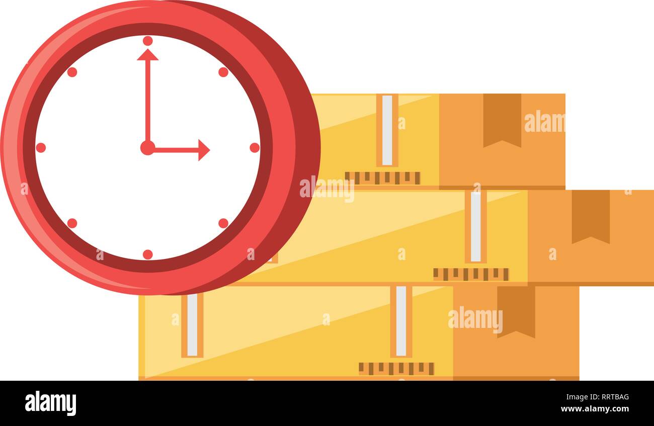boxes carton with clock time vector illustration design Stock Vector ...