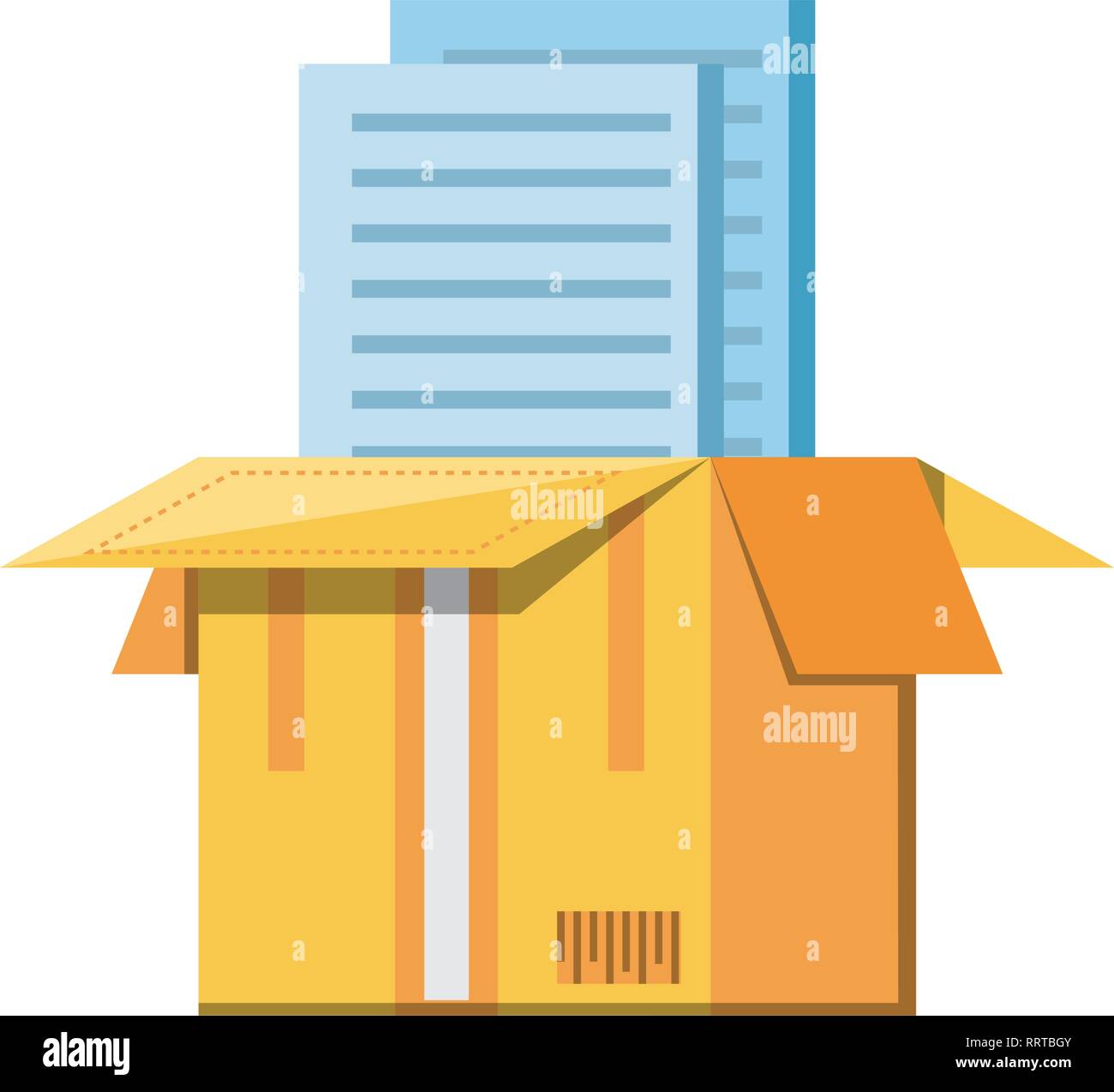 box carton with paper document vector illustration design Stock Vector ...