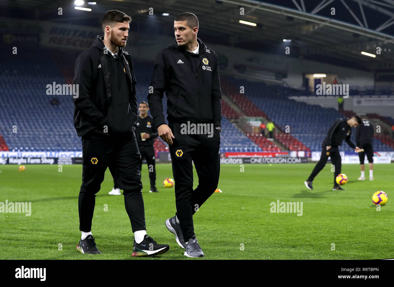 Wolverhampton Wanderers' Matt Doherty (left) and Conor Coady inspect ...