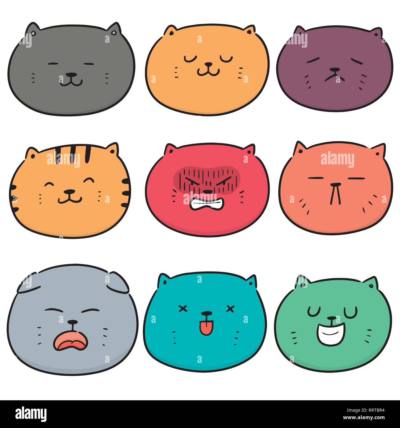 vector set of cat face Stock Vector Image & Art - Alamy