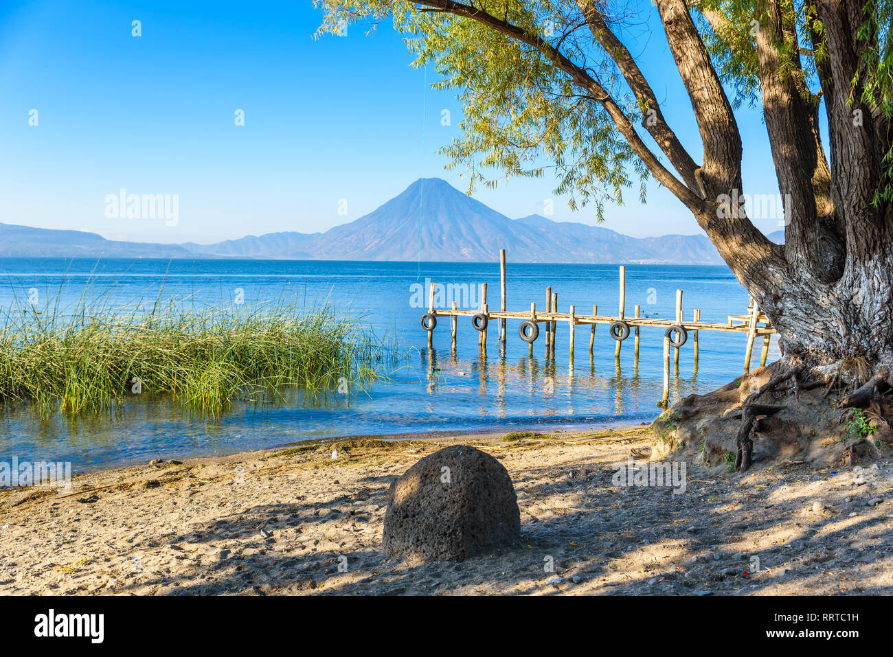 Lake Atitlan at Panajachel, Solola - Volcano Lake in Highland of ...