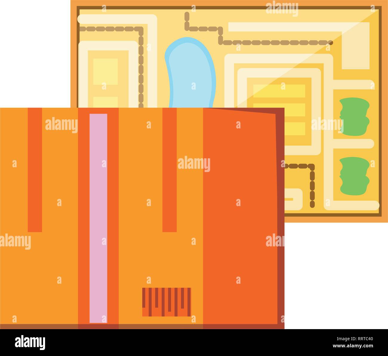 box carton with map guide vector illustration design Stock Vector Image ...