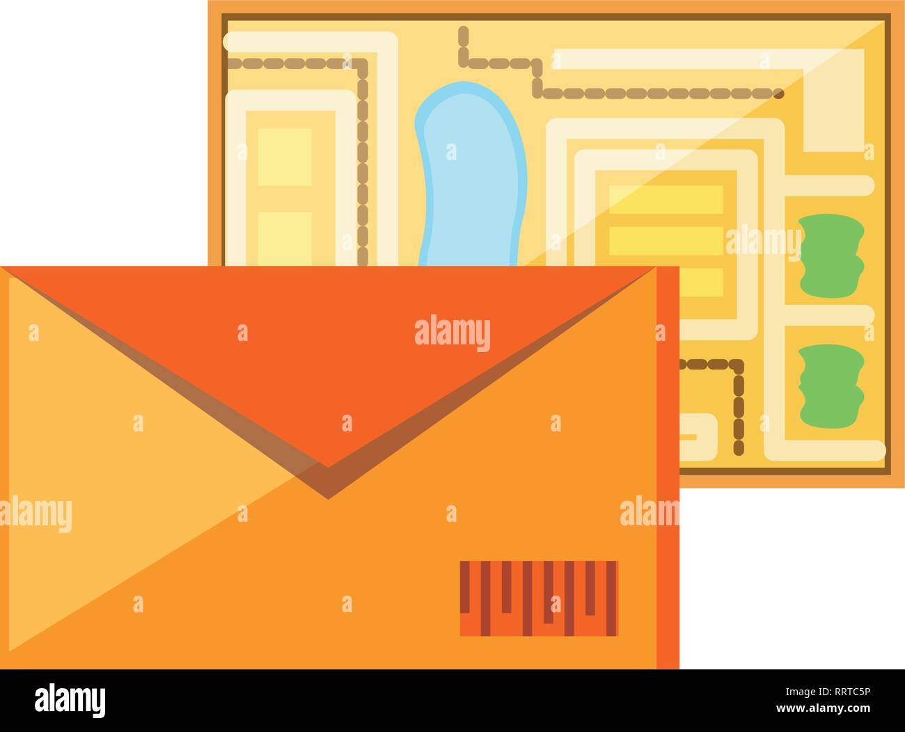 envelope mail with map guide vector illustration design Stock Vector ...