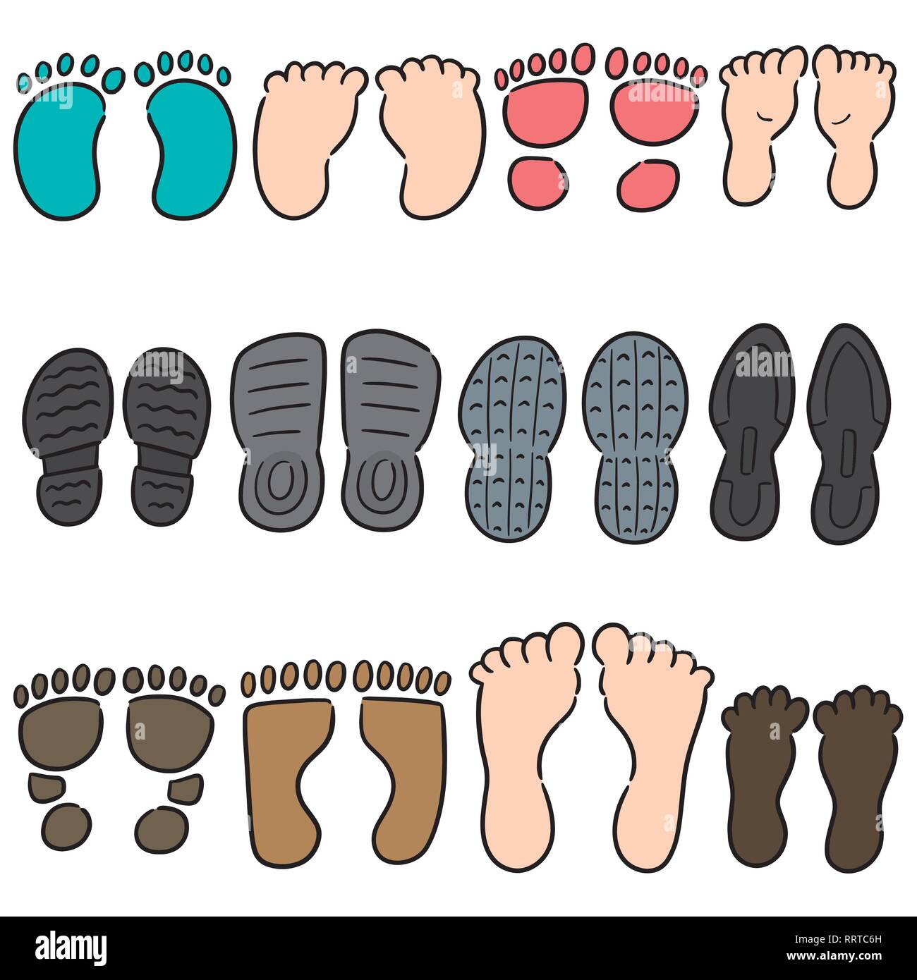 vector set of footprints and shoeprints Stock Vector Image & Art - Alamy