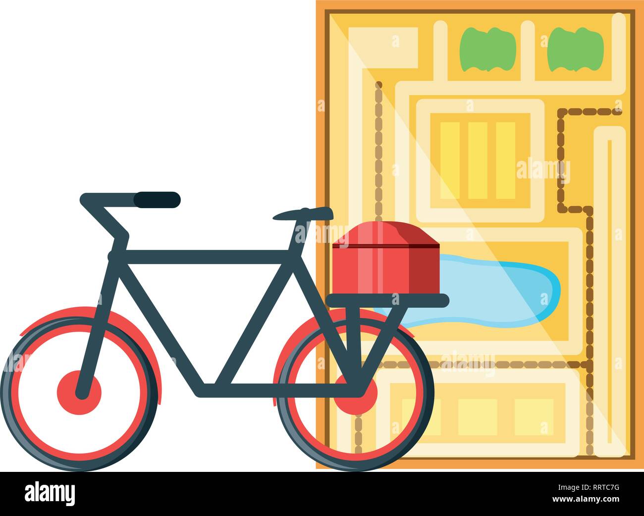 bicycle for logistic service with map guide vector illustration design ...