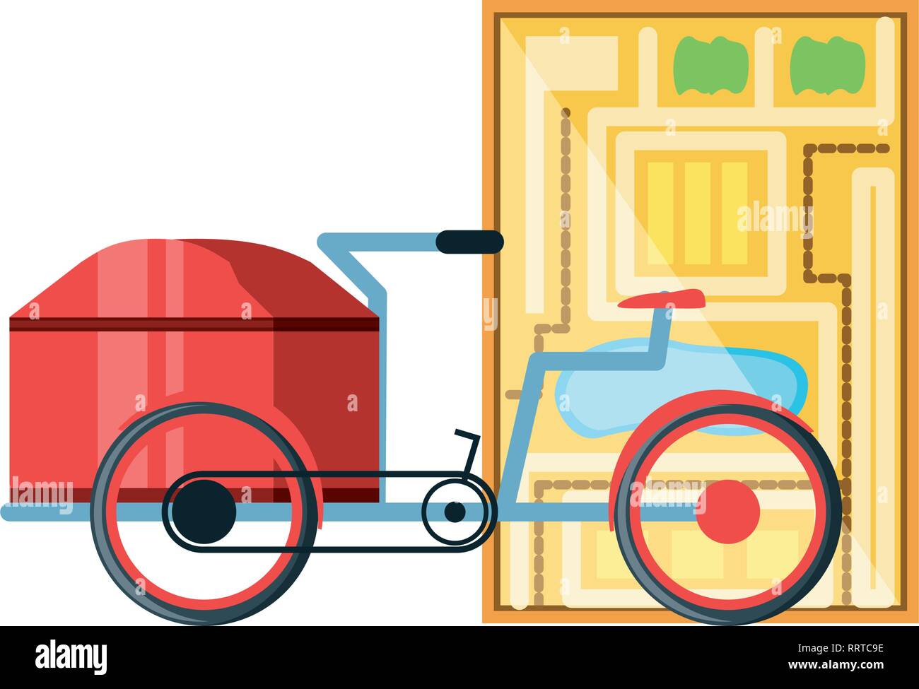 bicycle for logistic service with map guide vector illustration design ...