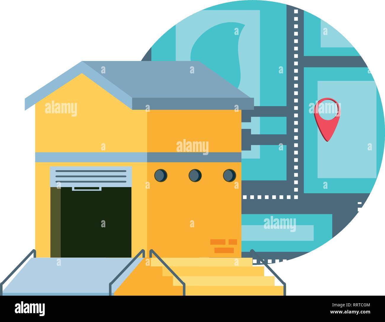 warehouse building with map guide vector illustration design Stock ...
