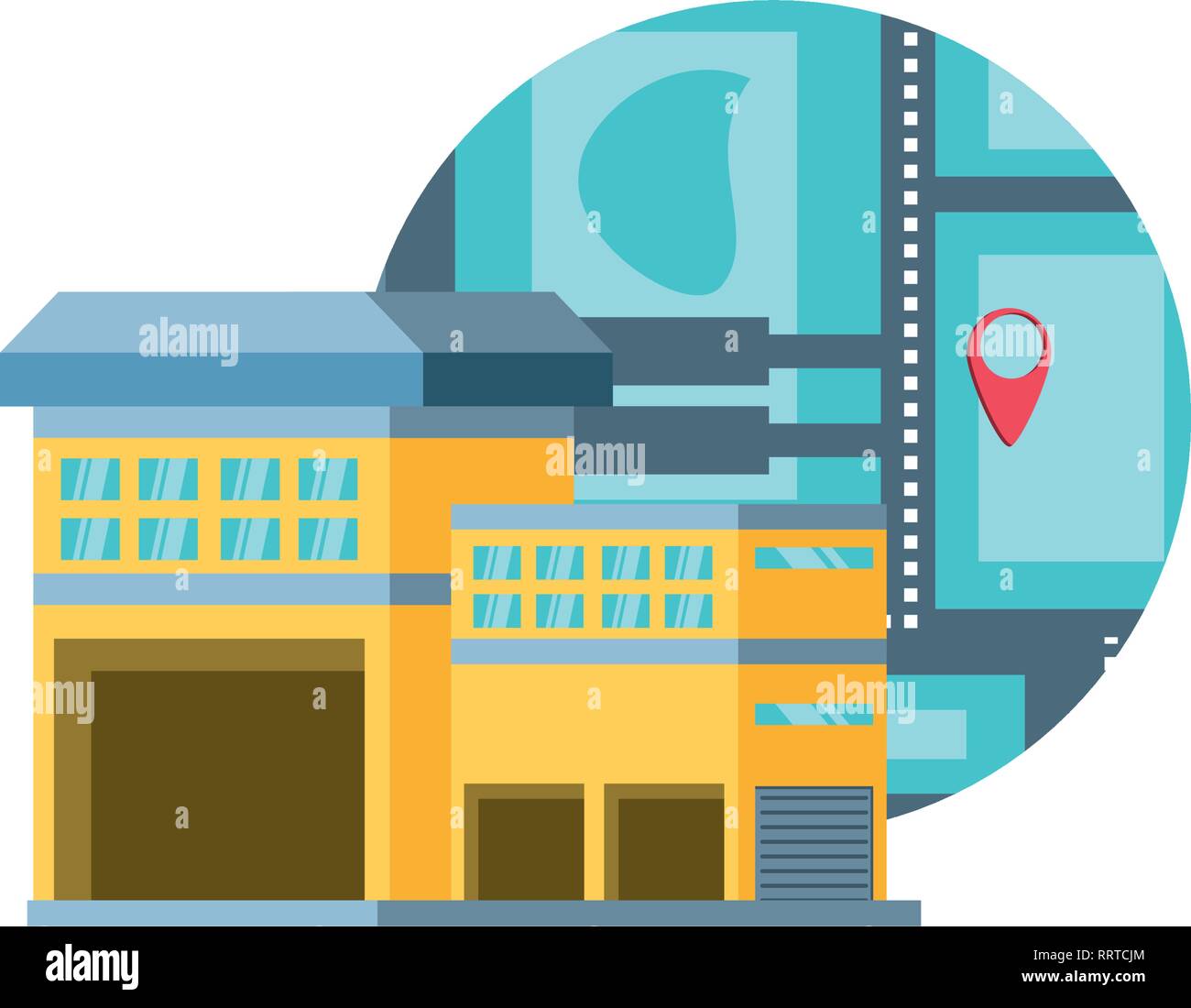 warehouse building with map guide vector illustration design Stock ...
