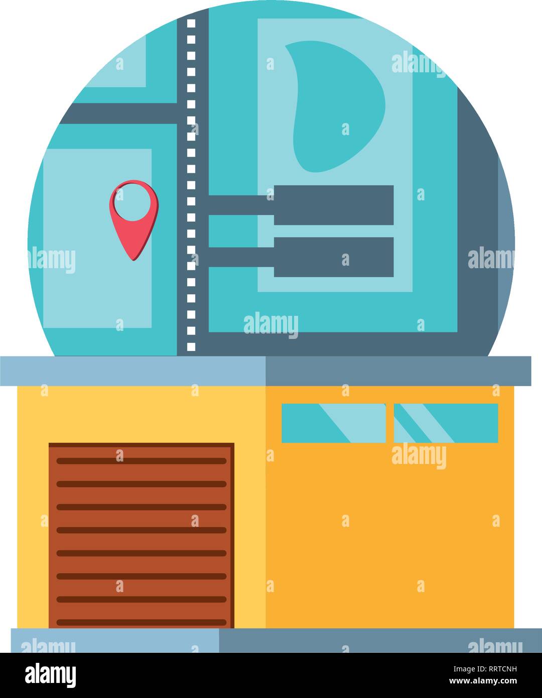 warehouse building with map guide vector illustration design Stock ...