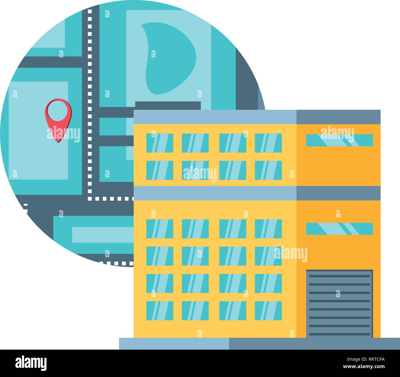 warehouse building with map guide vector illustration design Stock ...