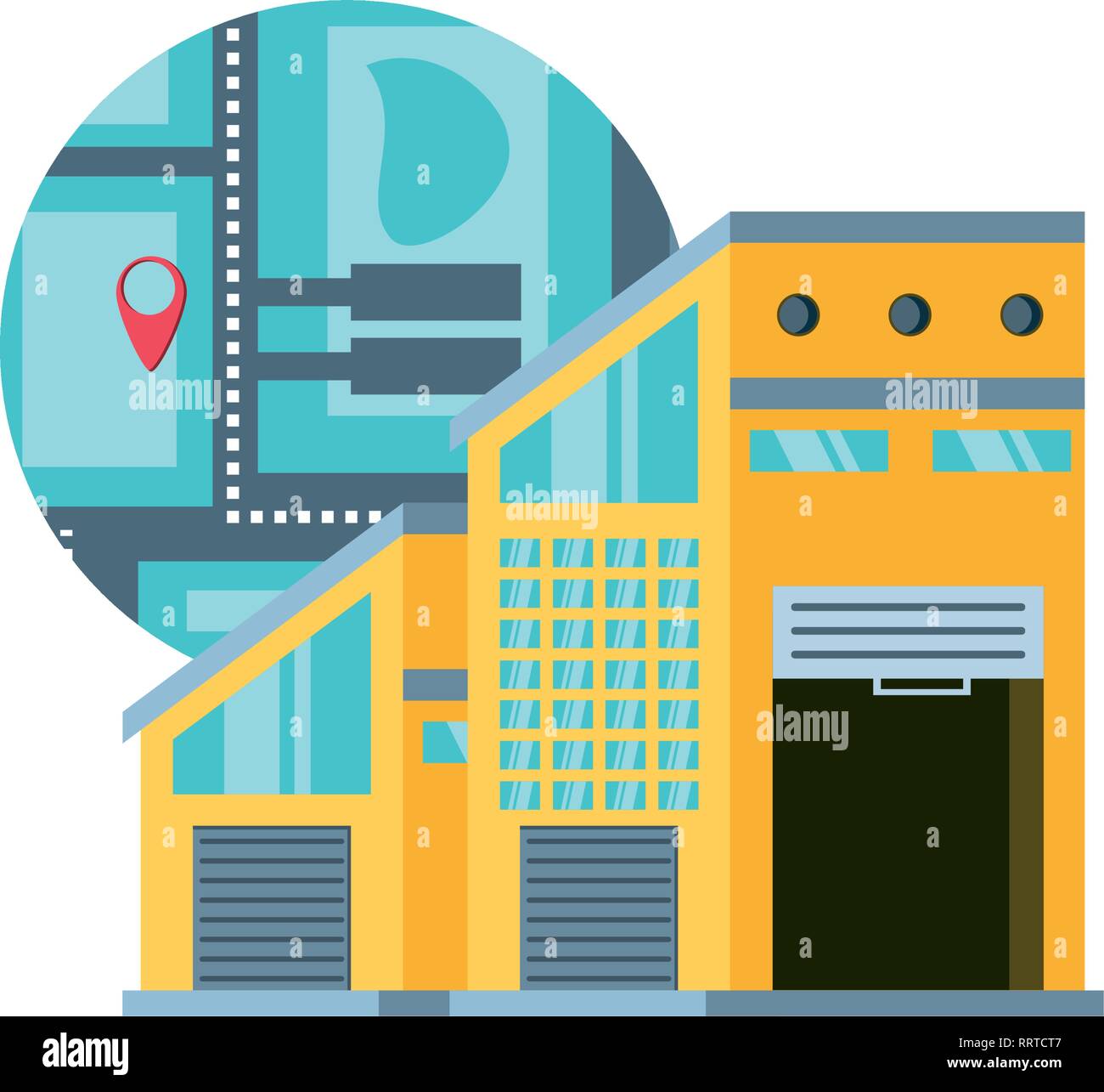 warehouse building with map guide vector illustration design Stock ...