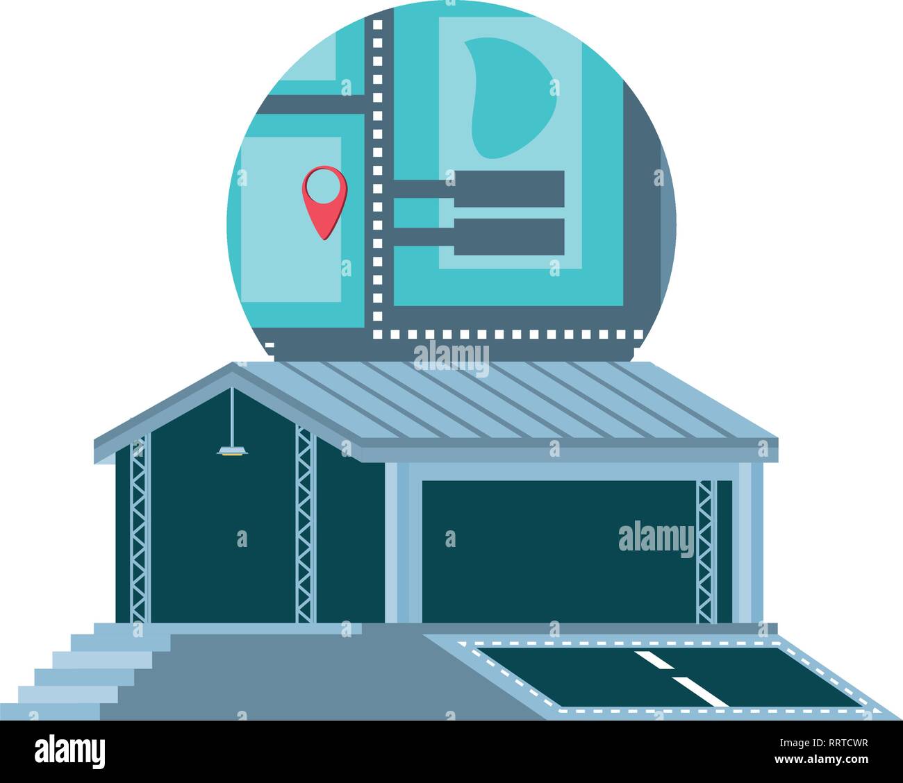 warehouse building with map guide vector illustration design Stock ...