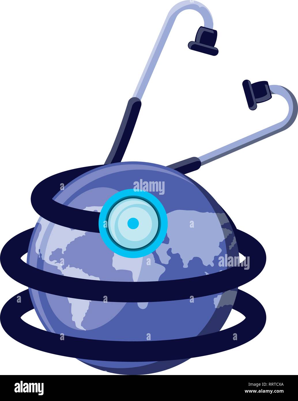 stethoscope medical tool with planet earth vector illustration design ...