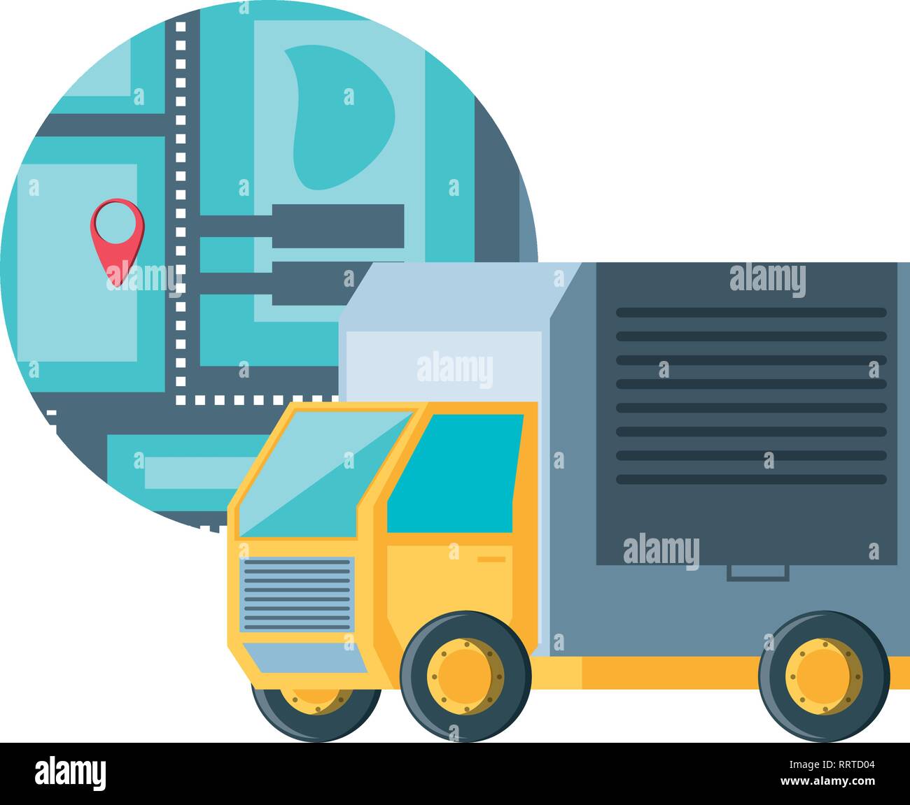 delivery service truck with map guide vector illustration design Stock ...