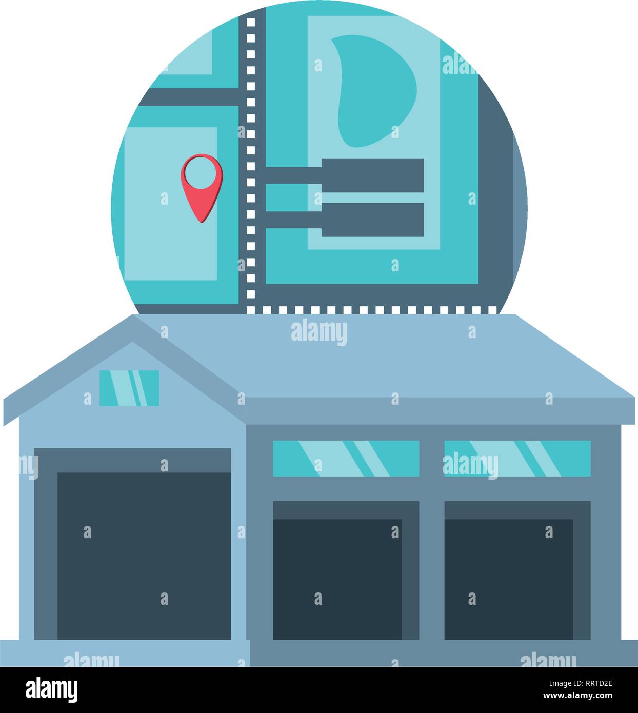 warehouse building with map guide vector illustration design Stock ...