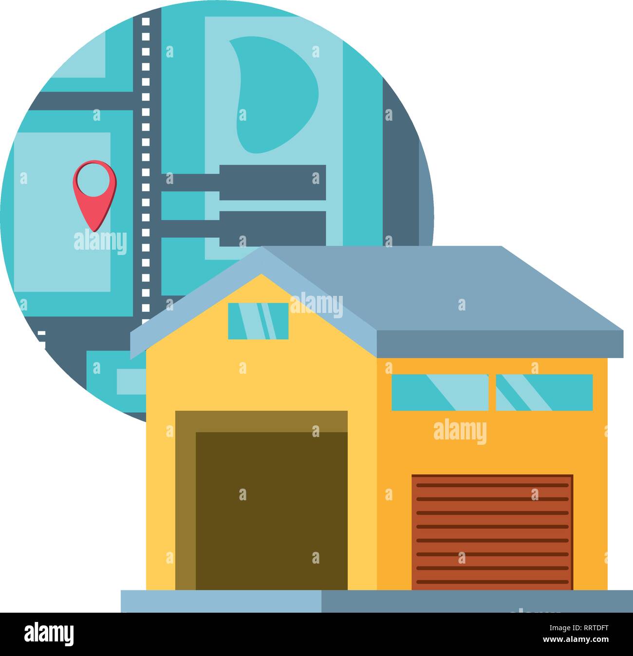 warehouse building with map guide vector illustration design Stock ...