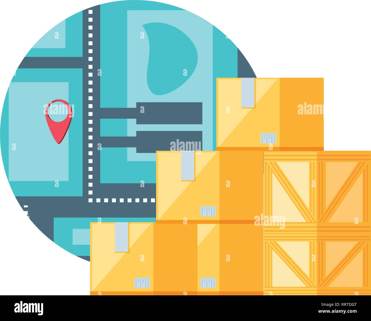 stack box carton with map guide vector illustration design Stock Vector ...