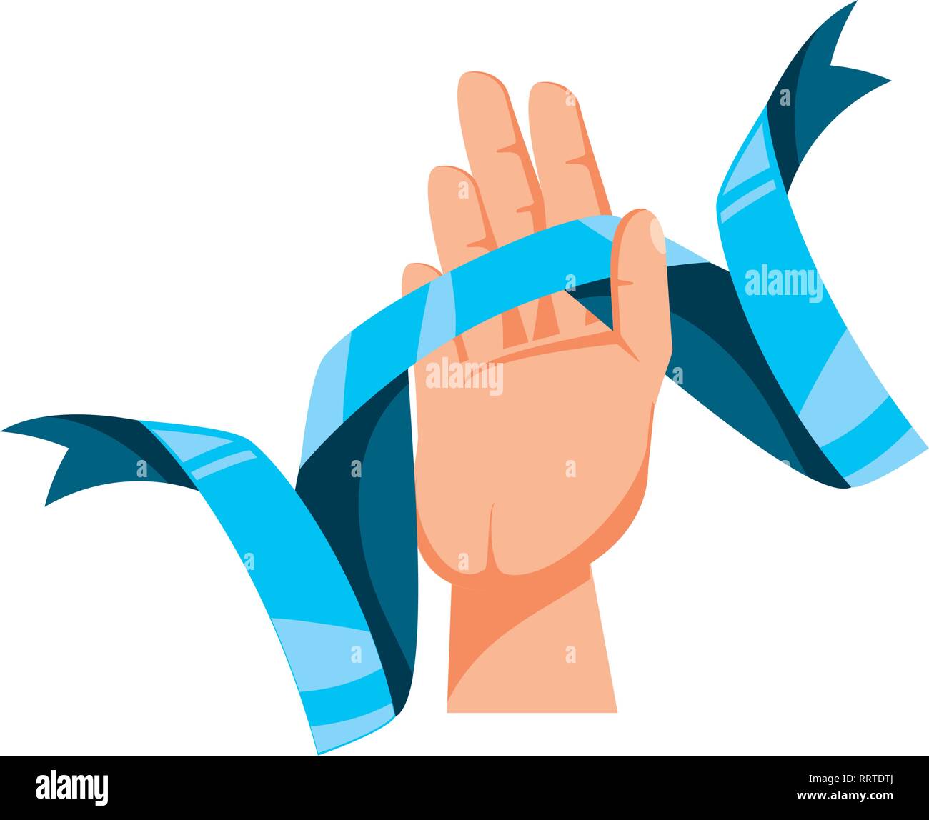 hand human with ribbon decoration vector illustration design Stock ...