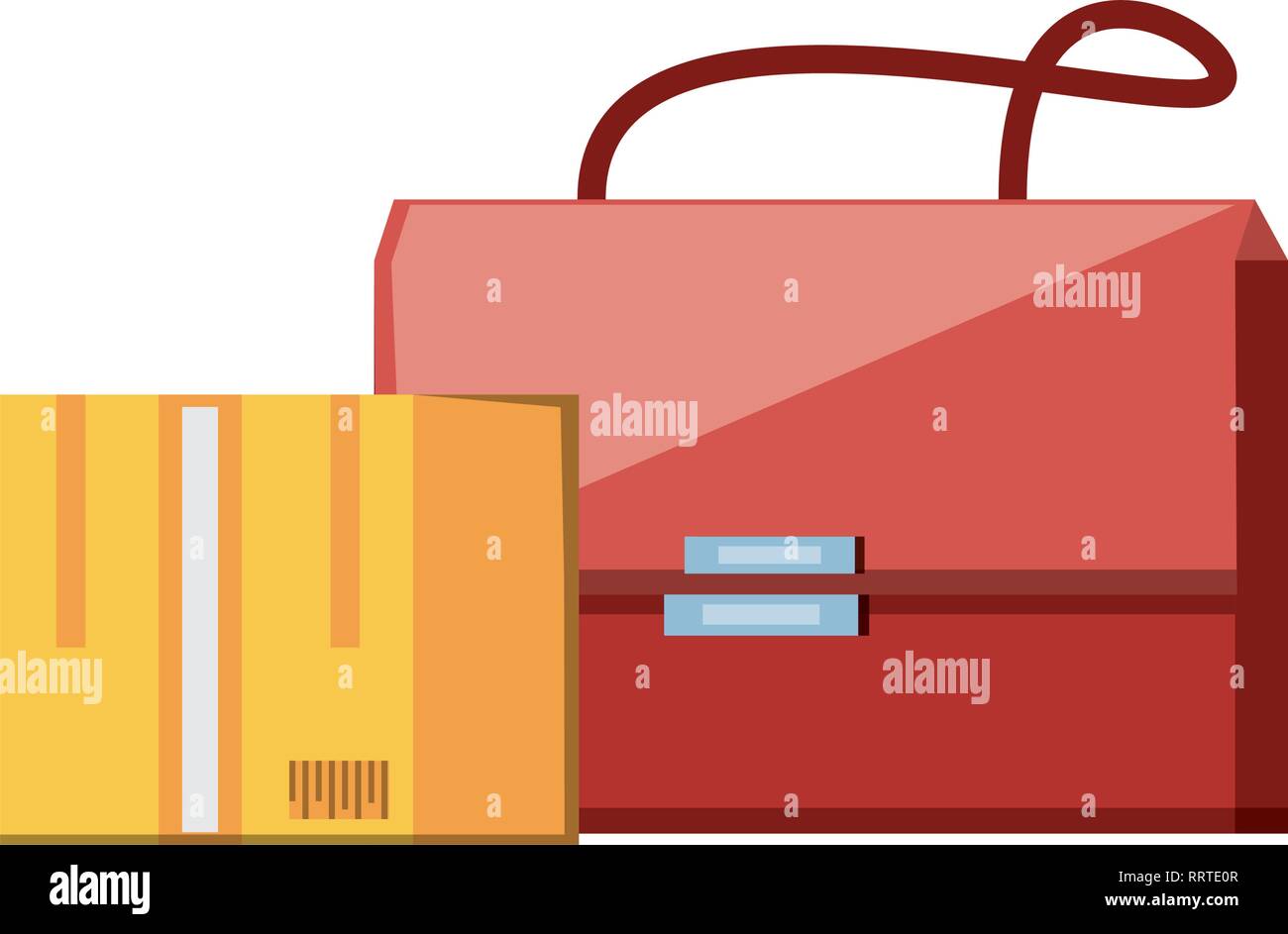 post bag handle with box carton vector illustration design Stock Vector ...