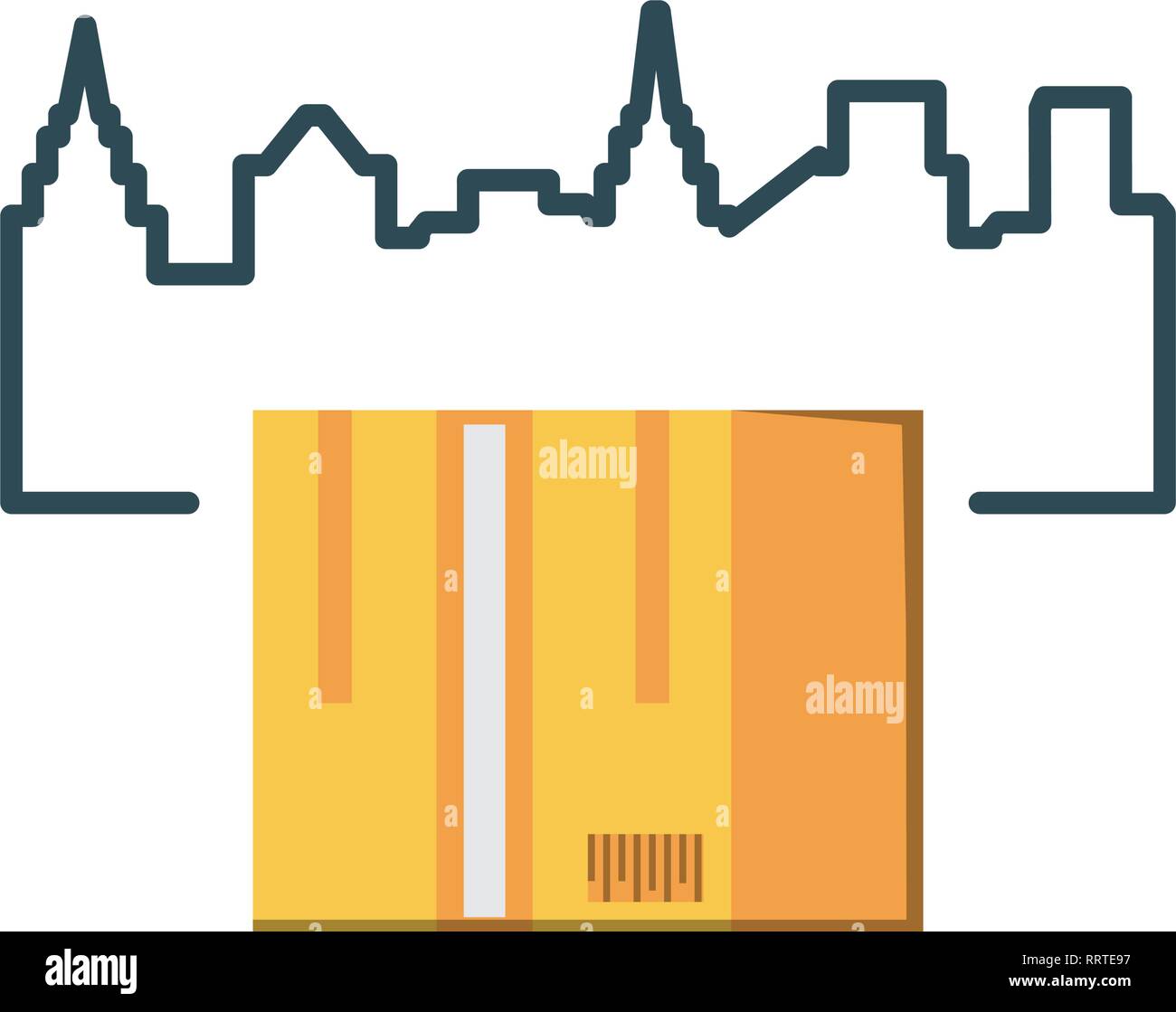 box carton with cityscape icon vector illustration design Stock Vector ...