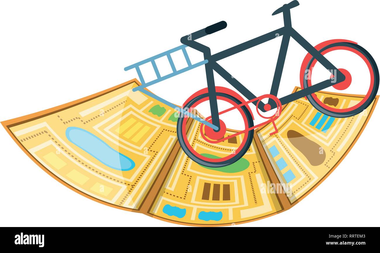 bicycle for logistic service with map guide vector illustration design ...