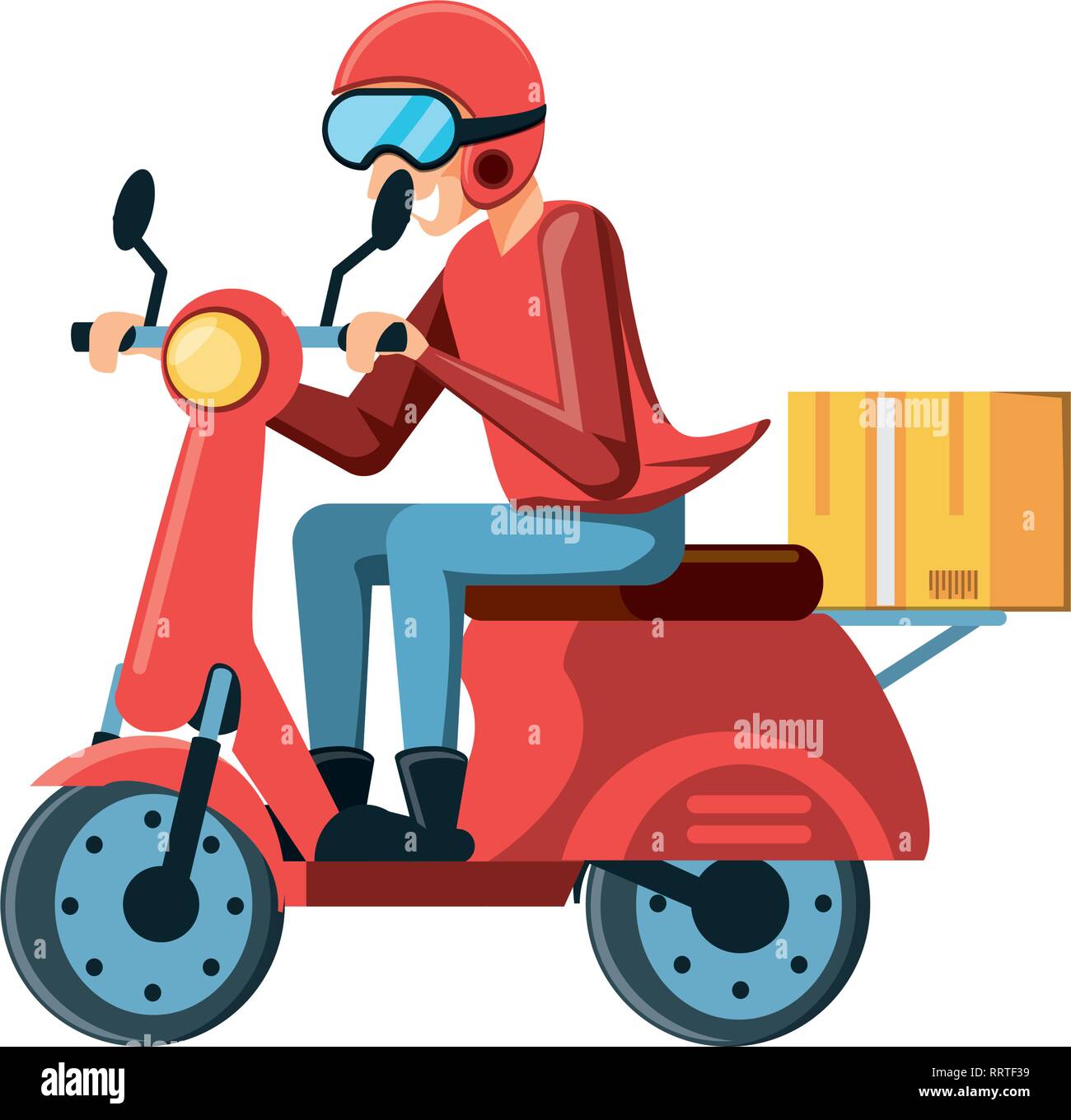 delivery worker in motorcycle vector illustration design Stock Vector ...