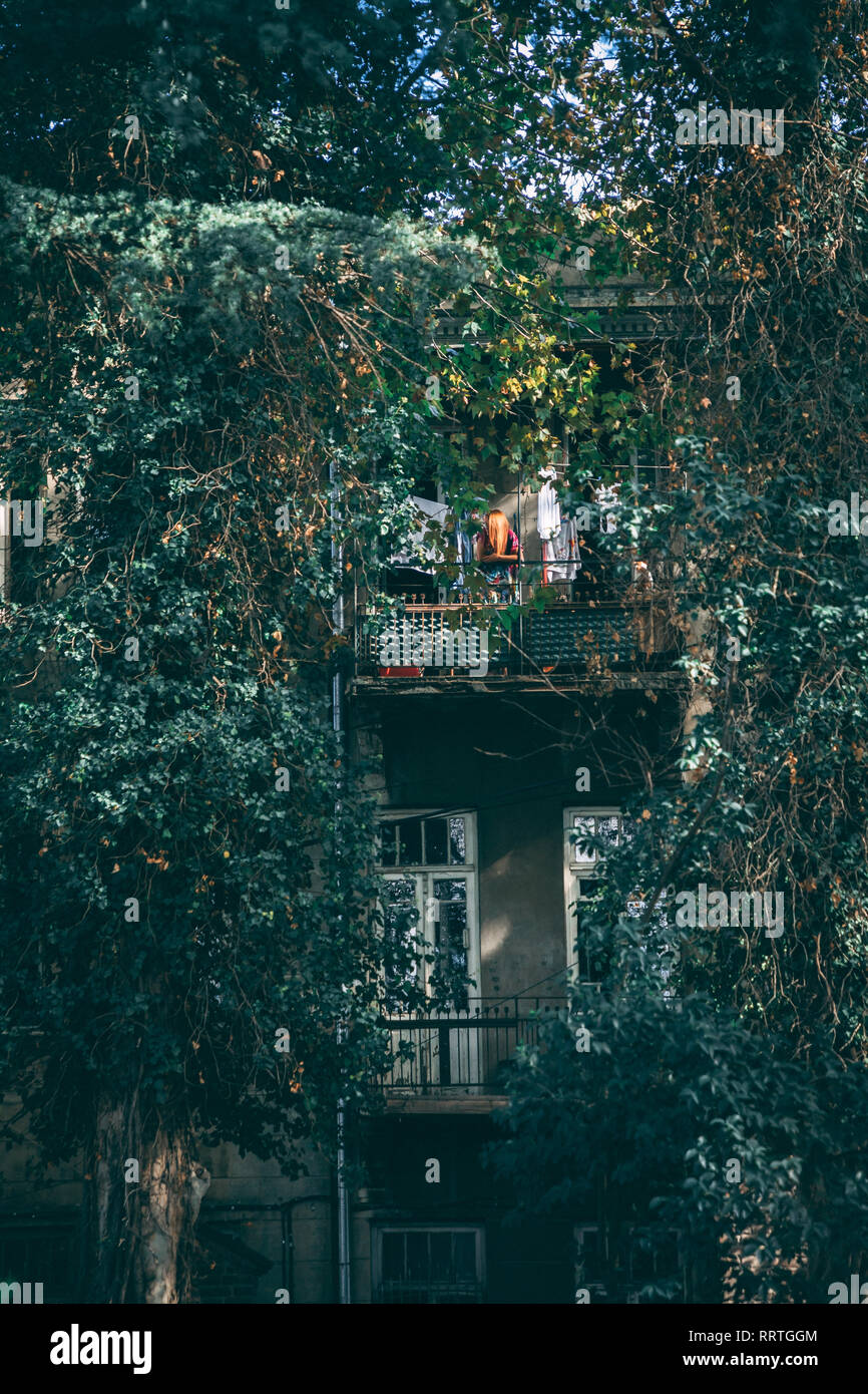 Balcony with overgrown greenery Stock Photo - Alamy
