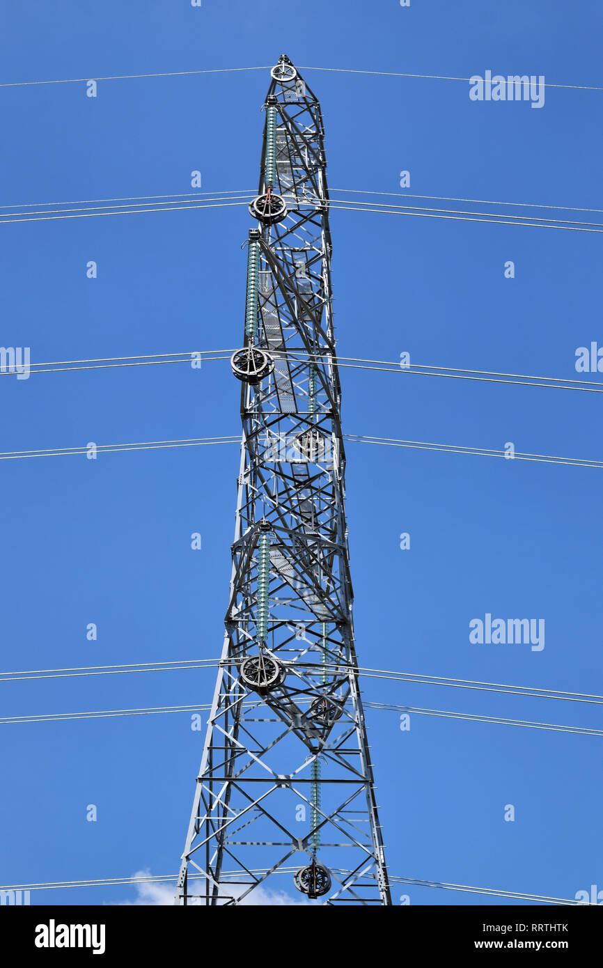 Brand new power line in construction, wiring work in progress Stock ...