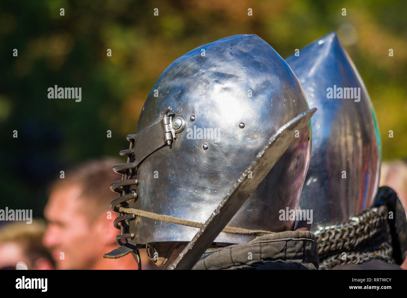 Knight's armor for historical reconstructions of medieval battles Stock ...