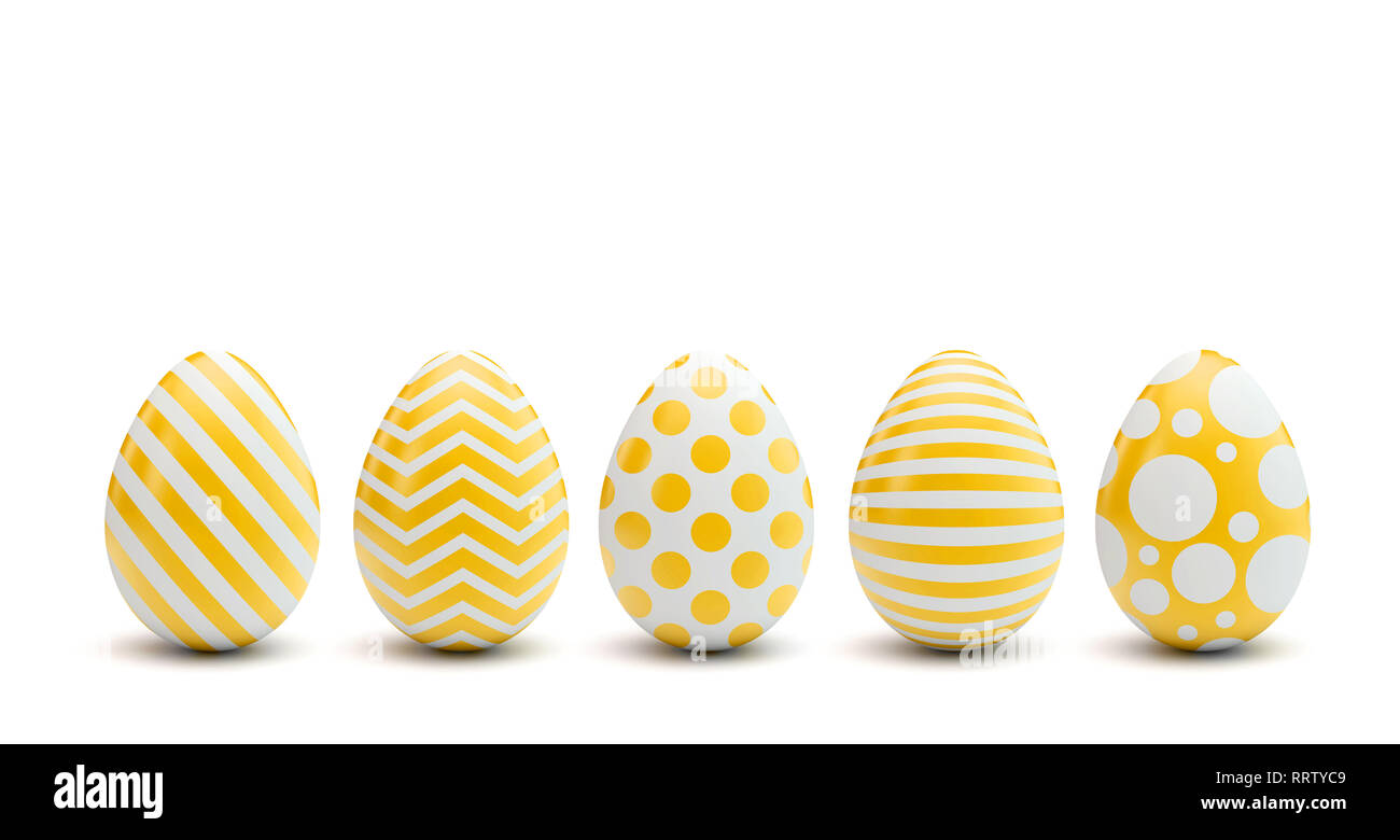A line of easter eggs with colourful decorated patterns Stock Photo - Alamy