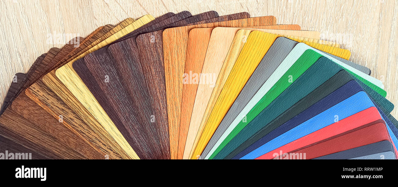 Lamination samples. On a wooden background for lamination of any wooden ...