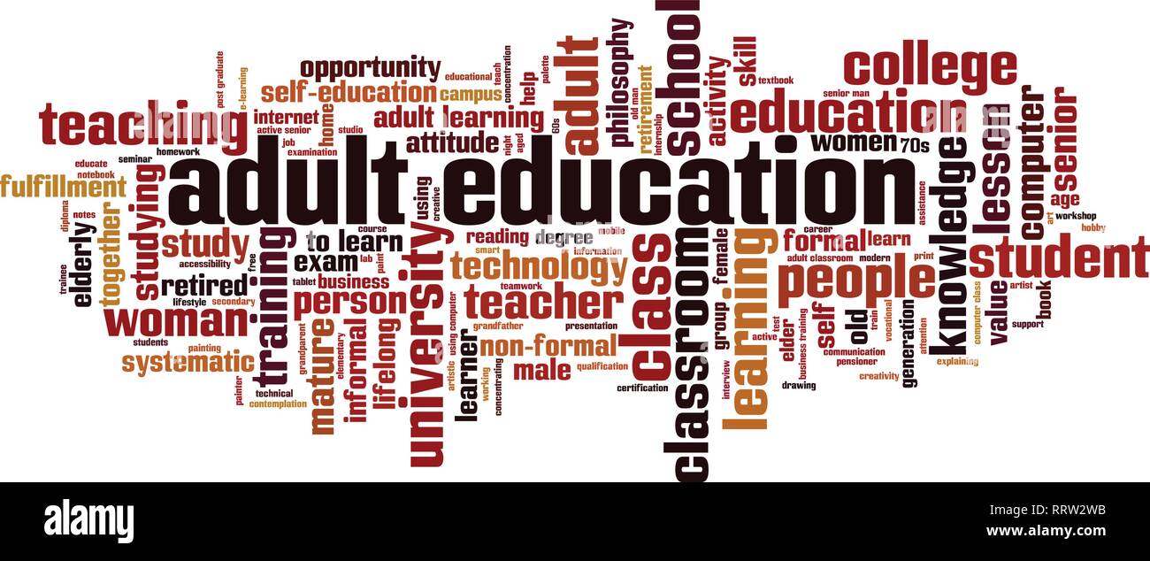 Adult education word cloud concept. Vector illustration Stock Vector ...