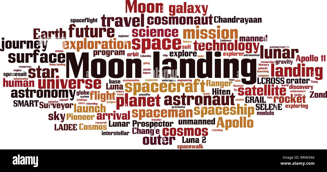 Moon landing word cloud concept. Vector illustration Stock Vector Image ...