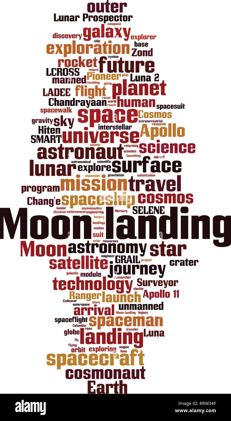 Moon landing word cloud concept. Vector illustration Stock Vector Image ...