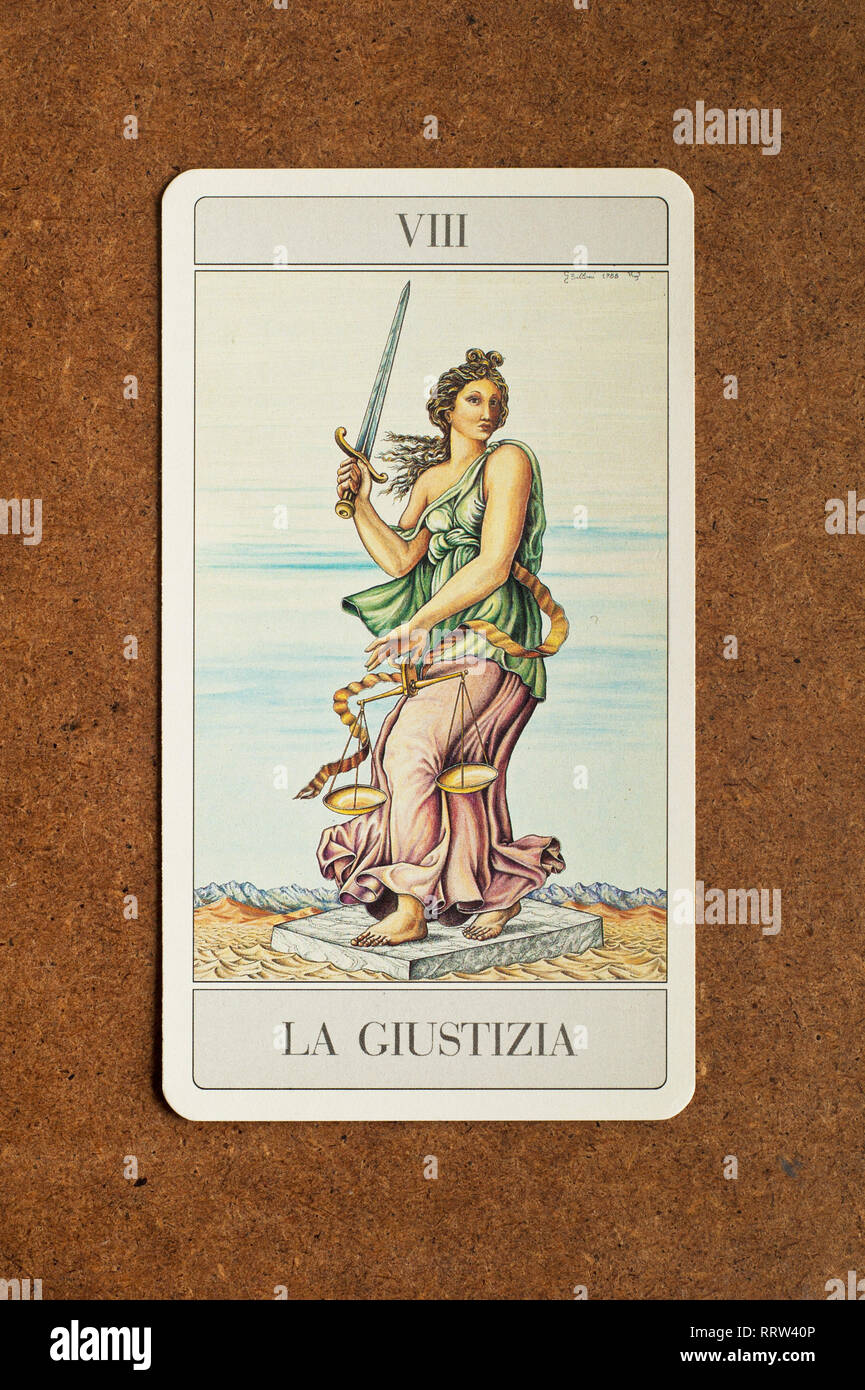 Justice tarot major arcana Stock Photo - Alamy