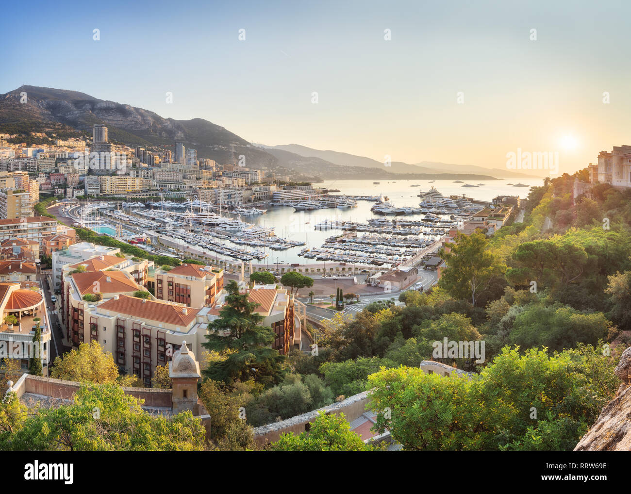 Monaco from above at sunrise Stock Photo - Alamy
