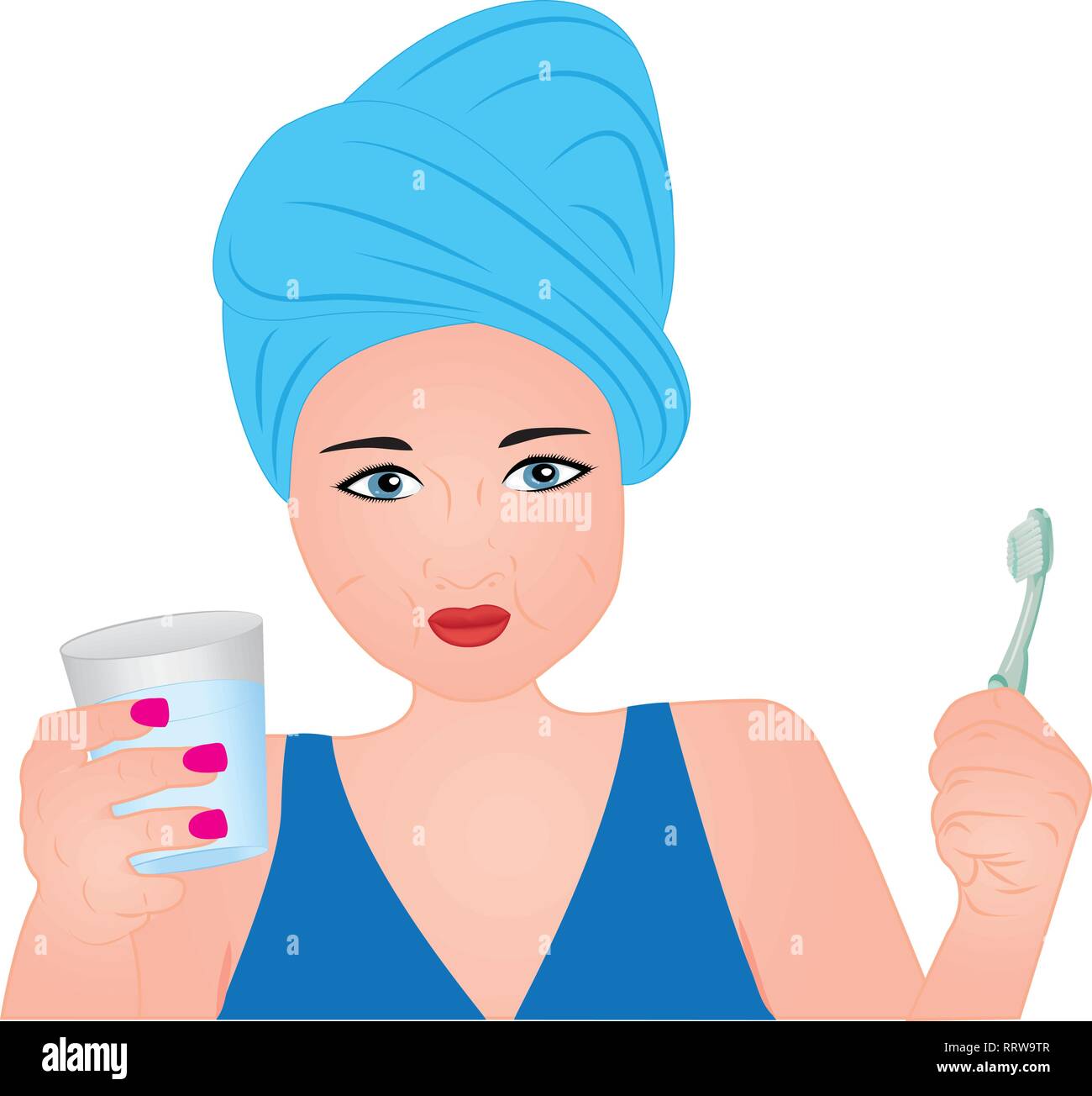 A girl brushing teeth vector illustration Stock Vector Image & Art - Alamy