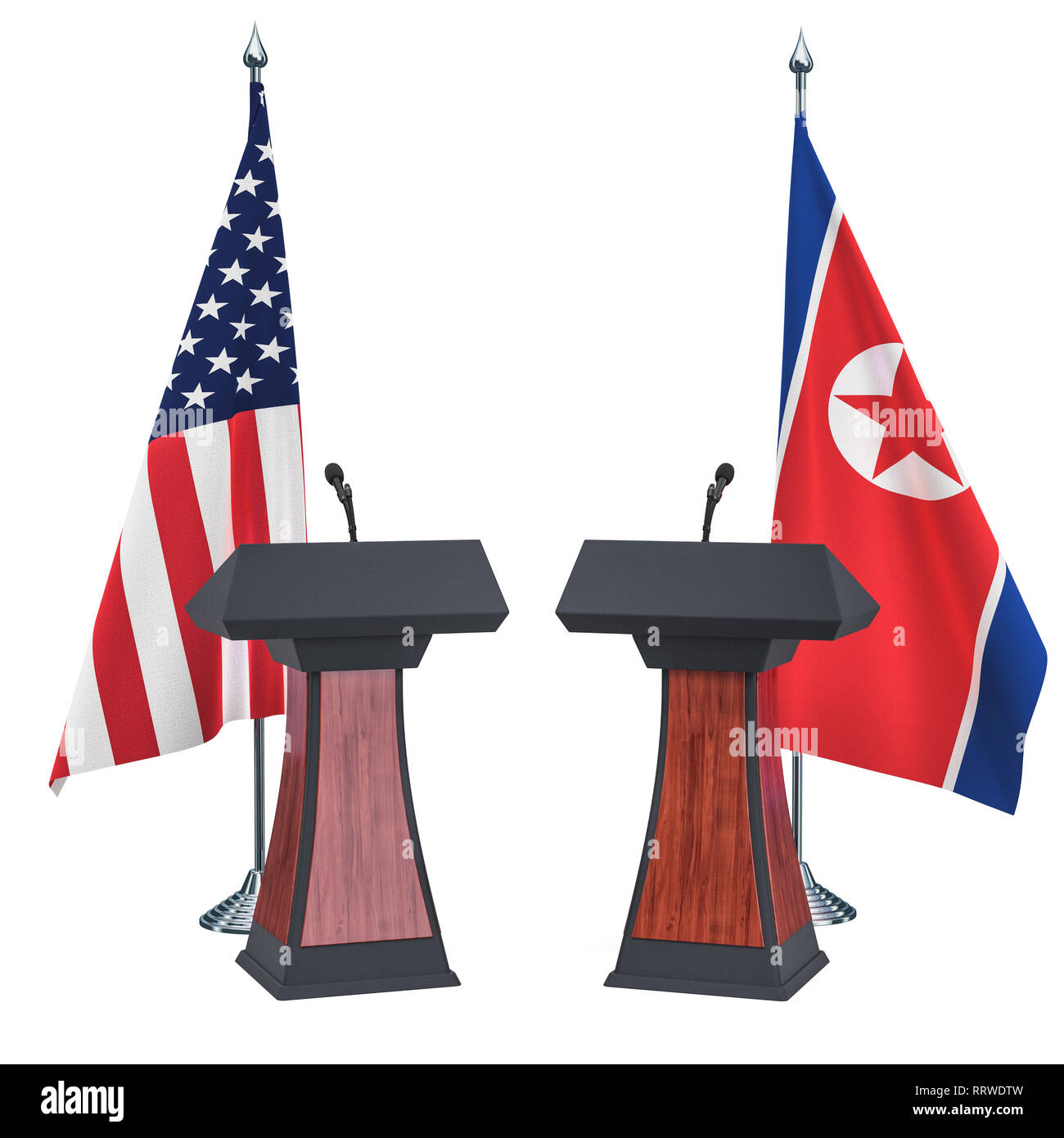 North Korea and United States meeting concept, 3D rendering isolated on ...