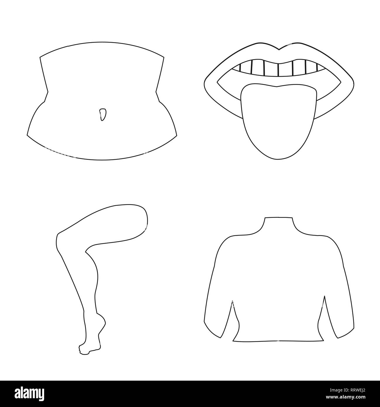 Isolated object of body and part symbol. Collection of body and anatomy ...