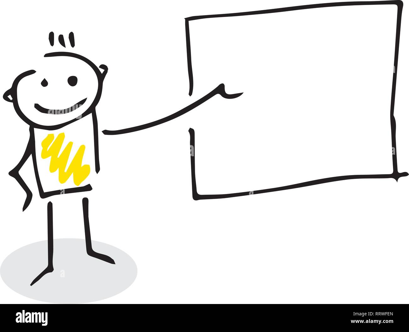 Creative stick figure directing attention to blank paper Stock Vector ...