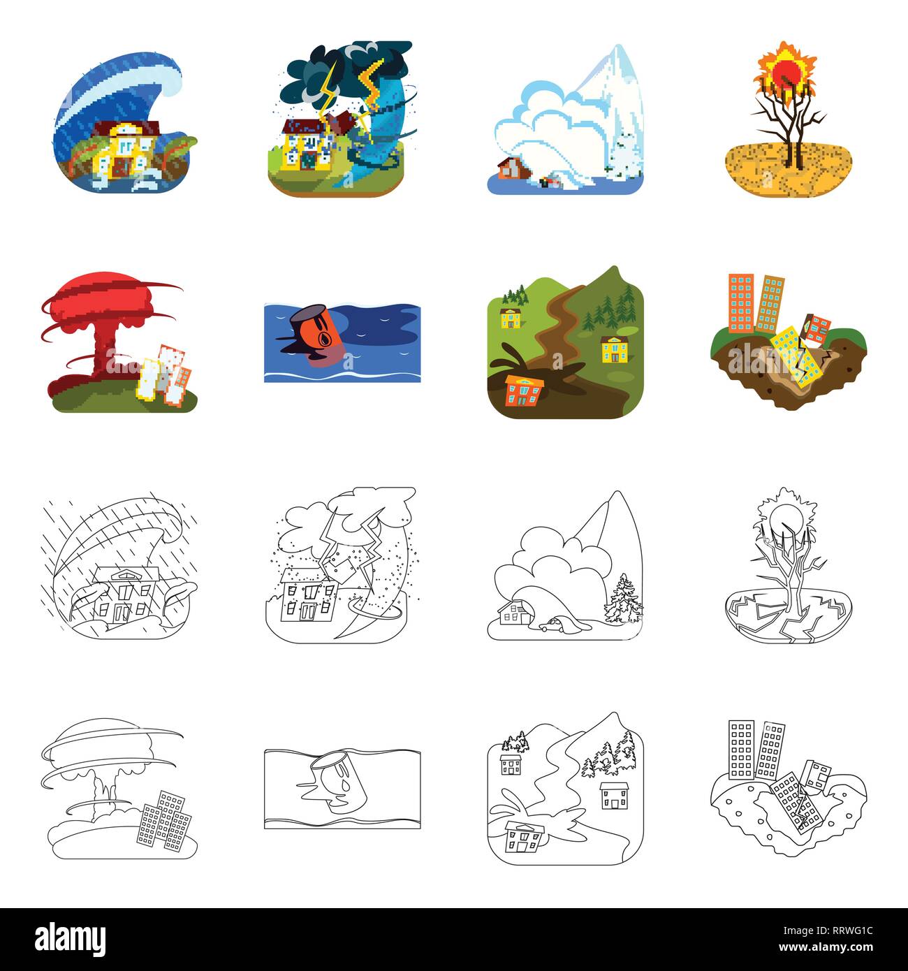 Vector design of weather and distress sign. Collection of weather and ...