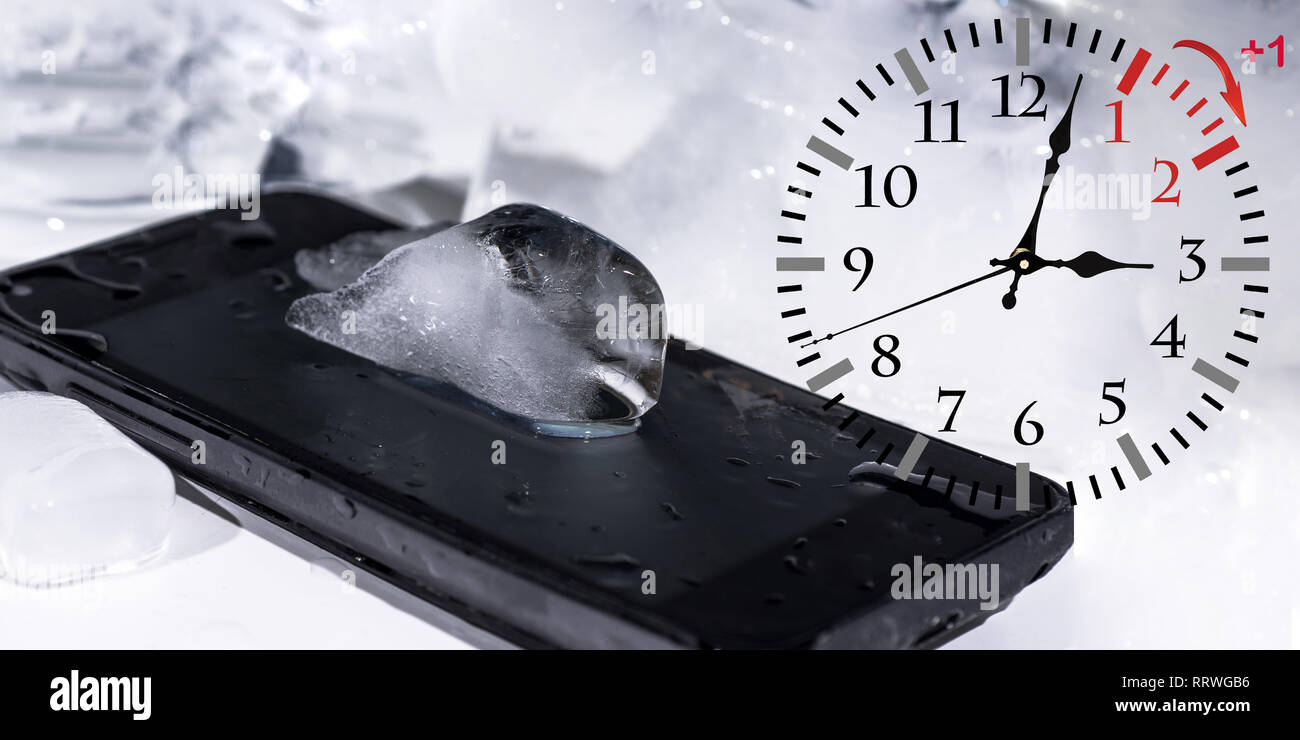 Daylight Saving Time. DST. Wall Clock going to winter time. Turn time ...