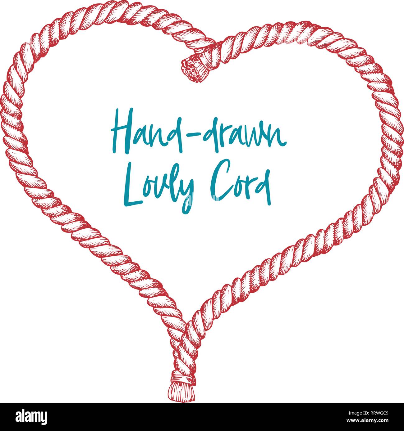 Hand-drawn cord frame in vintage engraving art style isolated on white ...