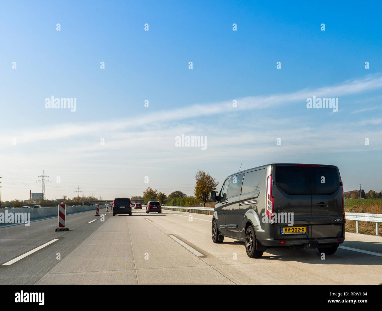 FRANKFURT, GERMANY - NOV 4, 2018: Driver POV personal perspective at ...
